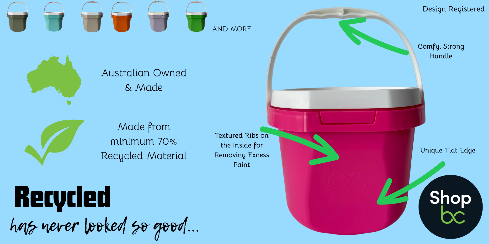 Flat Edge 4-Litre Plastic Bucket: Made Tough, Bright, and Recycled ...